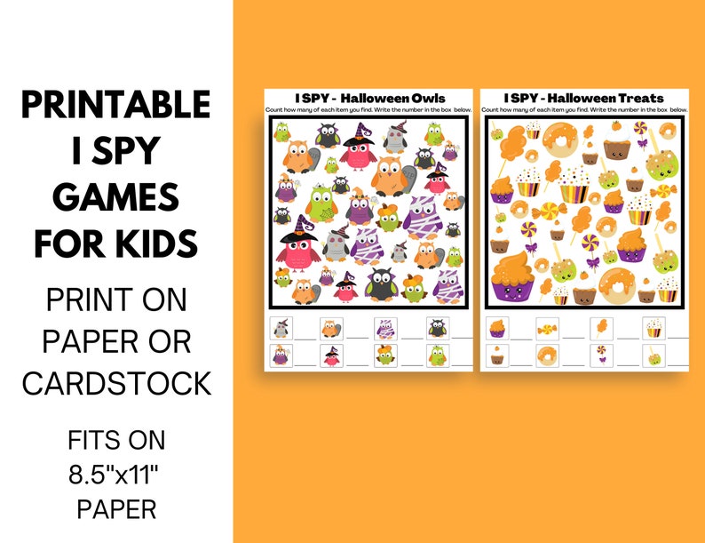 Halloween I Spy Games for Kids, Printable I Spy, Counting Game, Seek ...