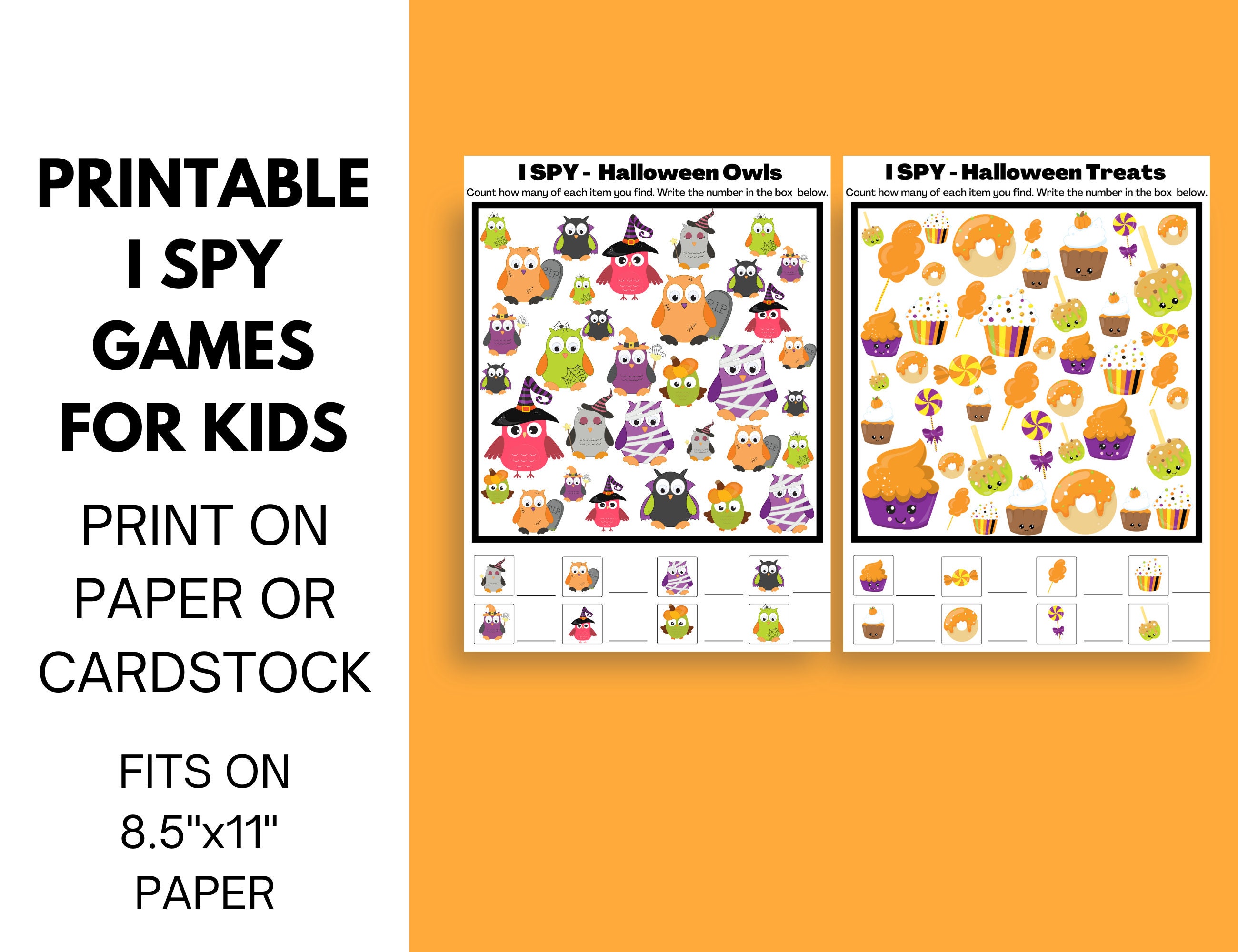 Halloween I Spy Games for Kids, Printable I Spy, Counting Game, Seek ...