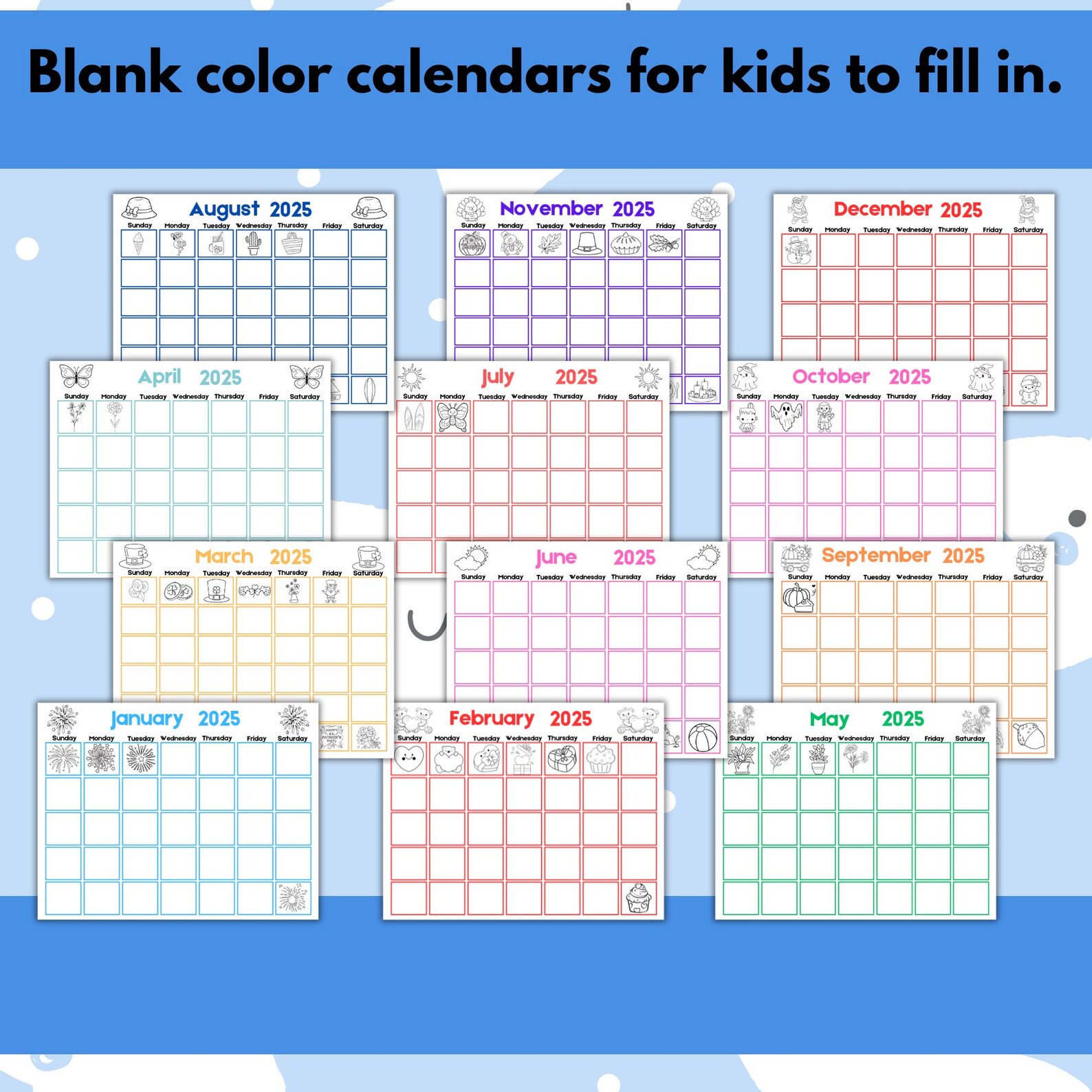 2025 Kids Traceable Calendar Printable, Traceable Kids Calendar 2025 ...