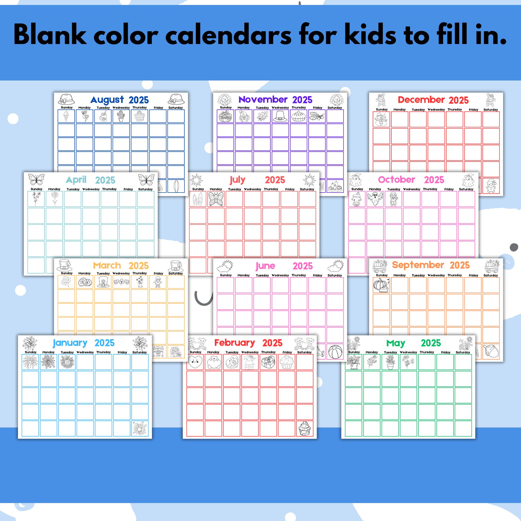 2025 Kids Traceable Calendar Printable, Traceable Kids Calendar 2025 ...