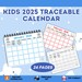 2025 Kids Traceable Calendar Printable, Traceable Kids Calendar 2025 ...