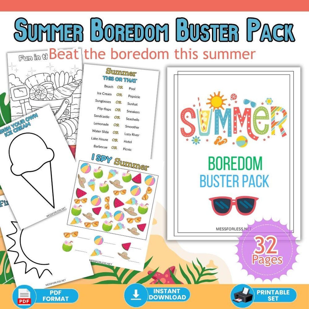 Summer Boredom Buster Pack – Printable Kids Activities – 32 Pages ...