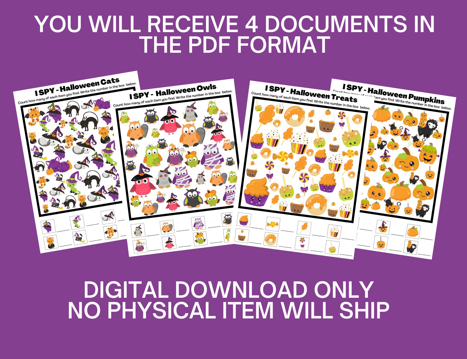 Halloween I Spy Games for Kids, Printable I Spy, Counting Game, Seek ...