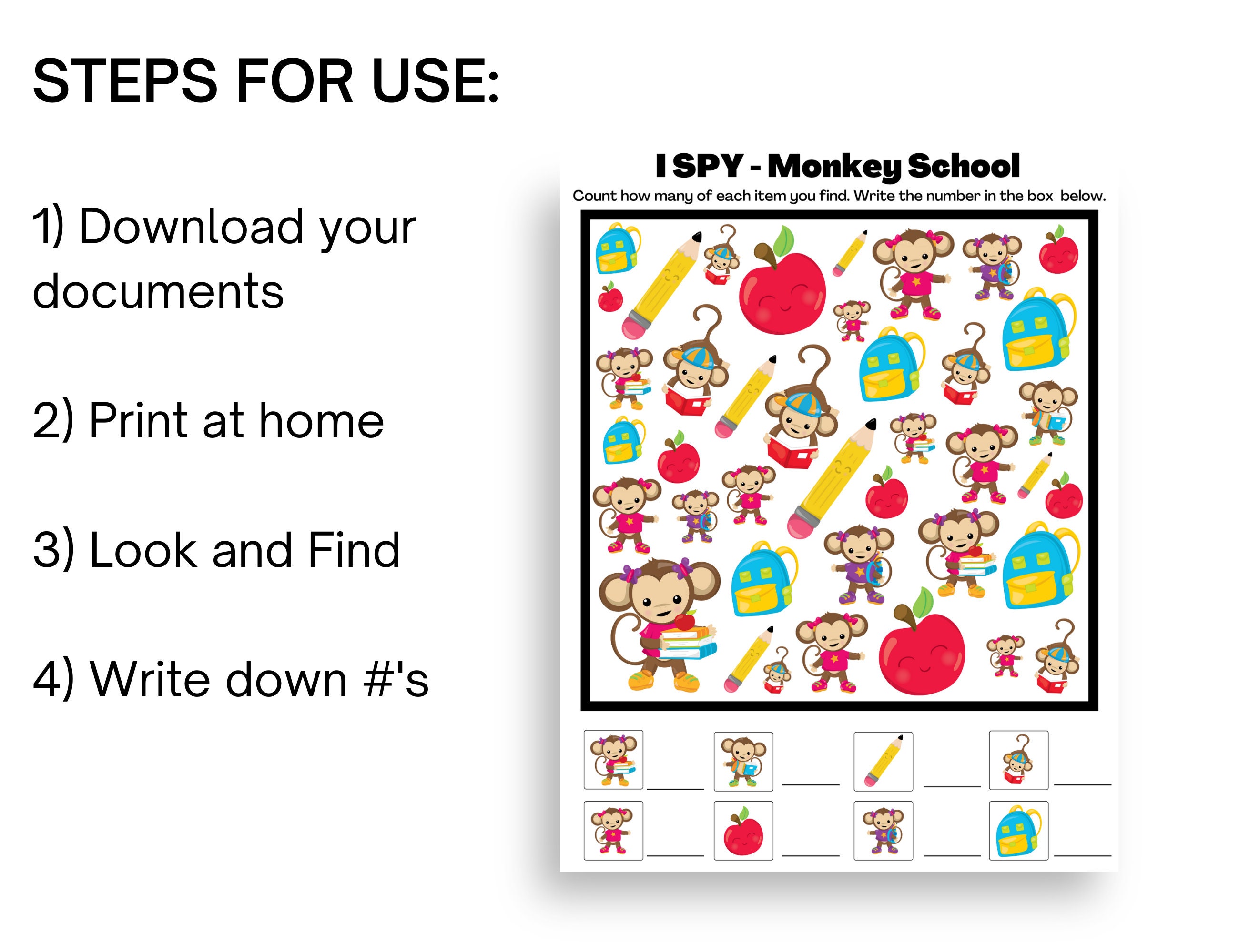 Back to School I Spy Games for Kids, Printable I Spy, Look and Find ...