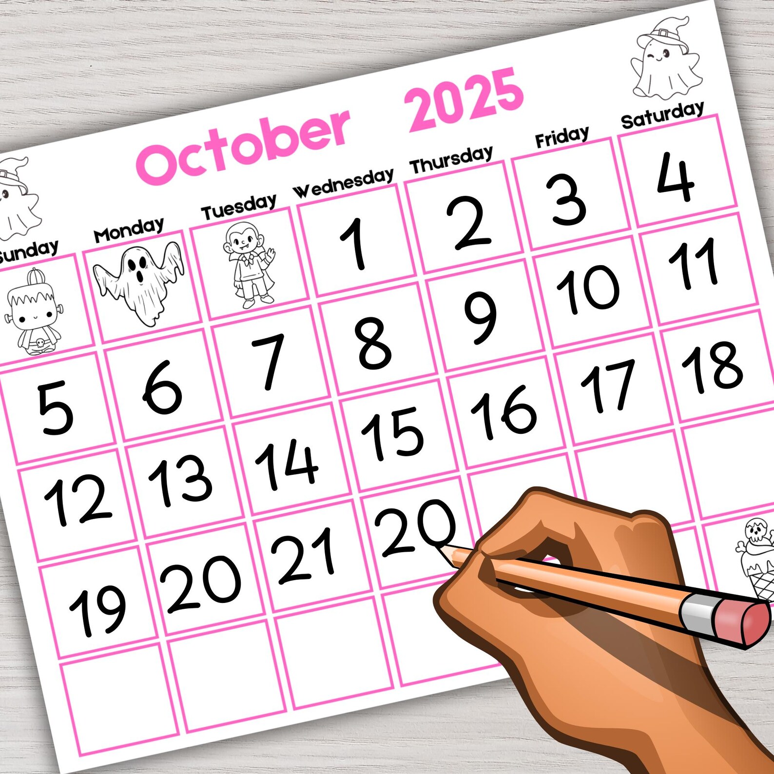 2025 Kids Traceable Calendar Printable, Traceable Kids Calendar 2025 ...