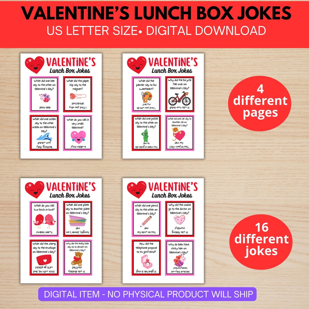 Valentine's Day Lunch Box Jokes, Lunch Box Jokes for Kids, Valentine's ...