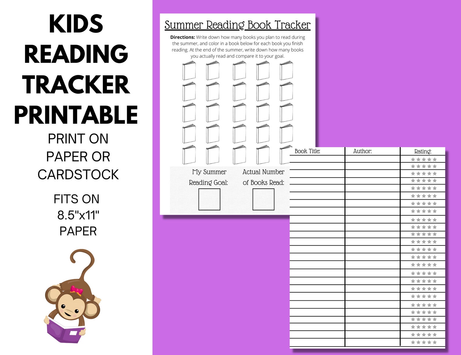 Printable Summer Reading Tracker, Book Tracker, Reading Log, Kids ...