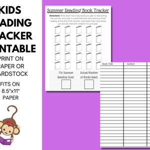Printable Summer Reading Tracker, Book Tracker, Reading Log, Kids ...