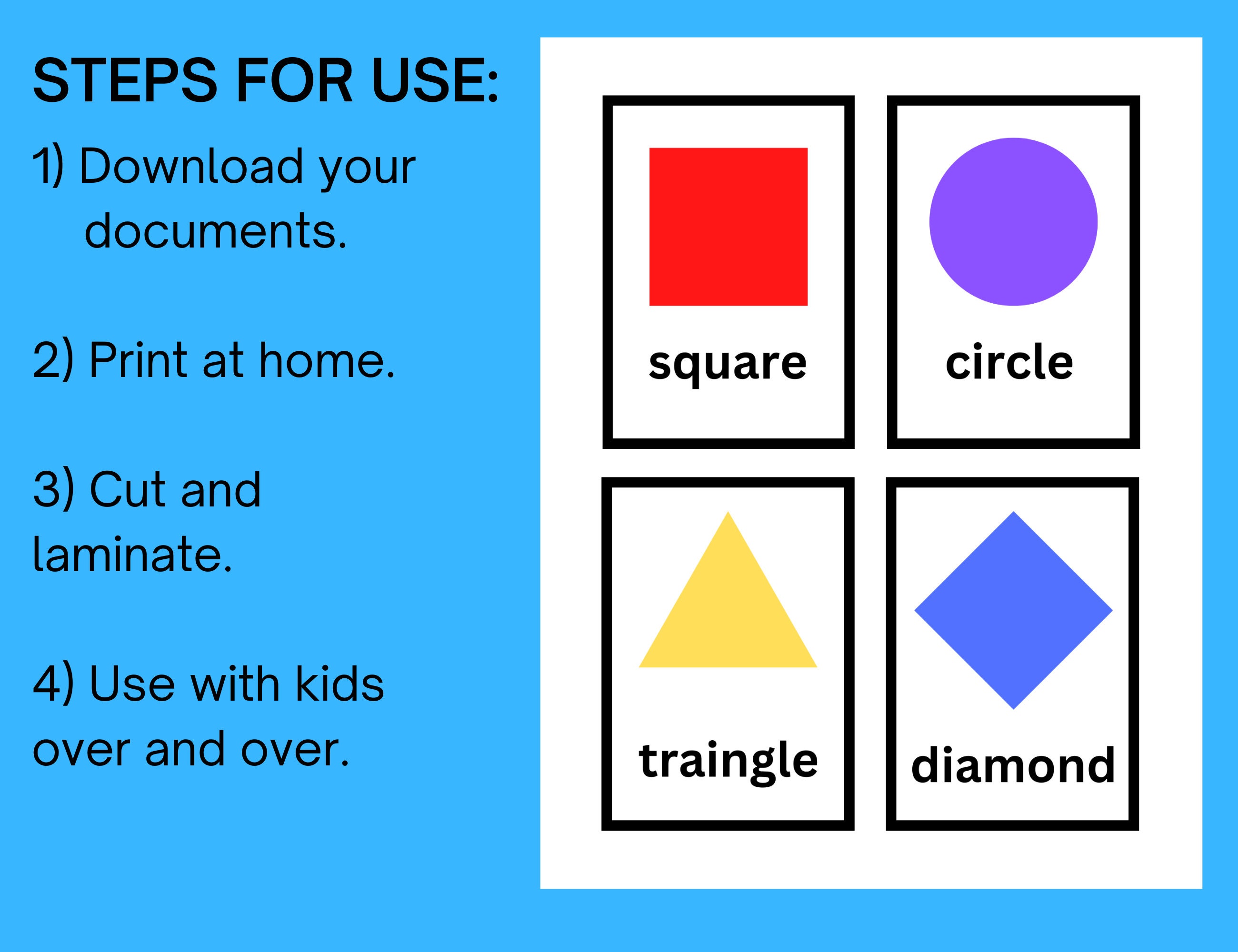 Shape Flashcards, Preschool Printable Flashcards, Toddler Flashcards ...
