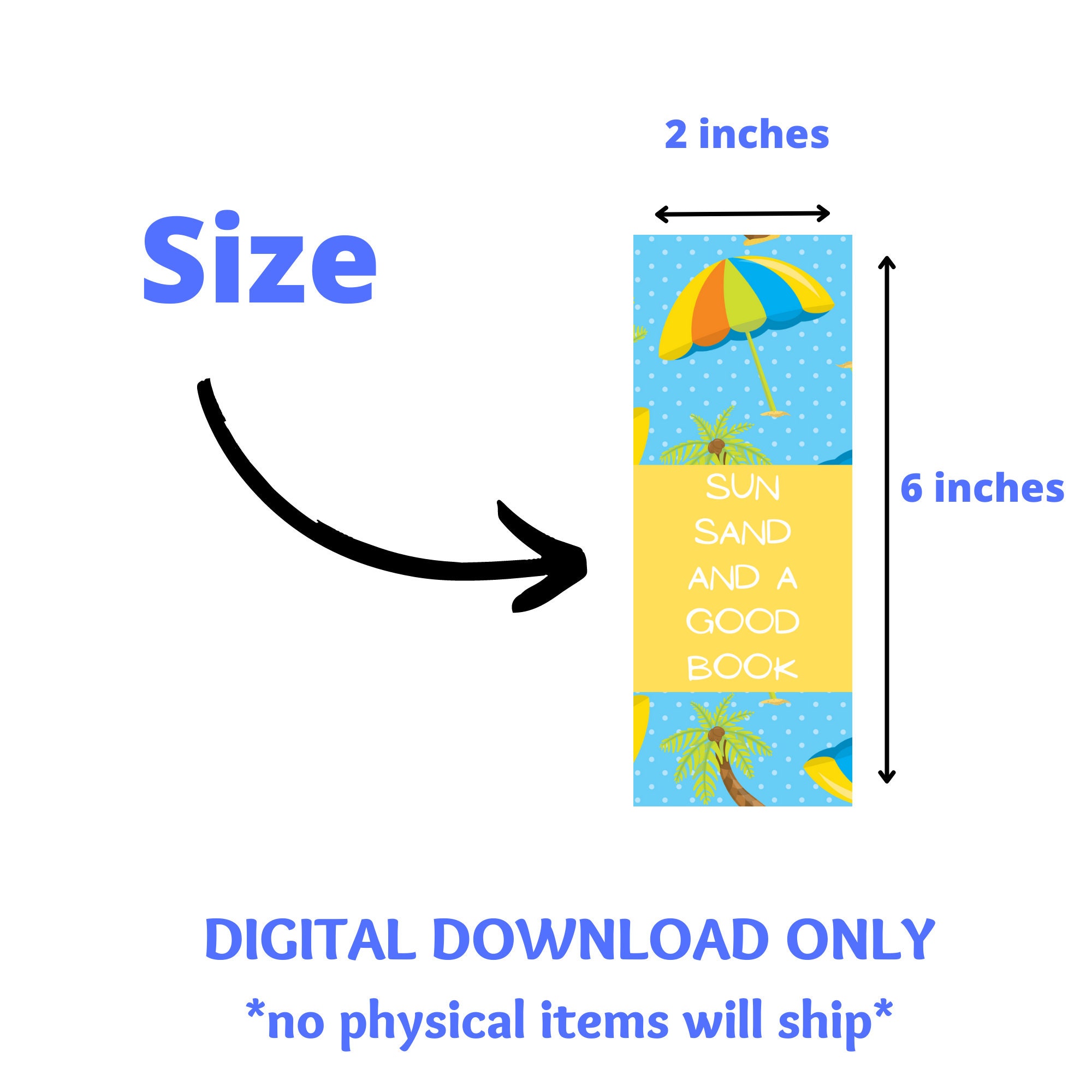 Beach Printable Bookmarks, Vacation Bookmarks, 6 Designs, Digital ...