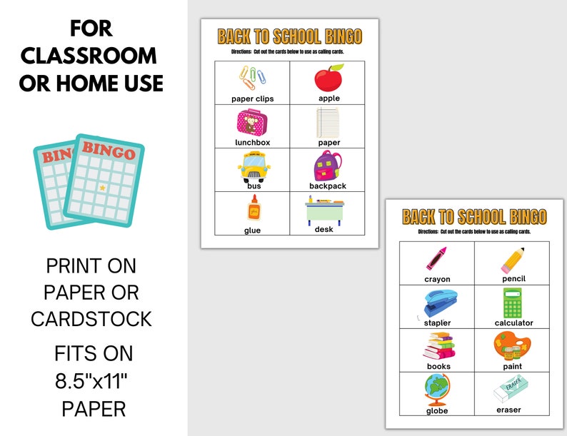 Back to School Bingo Printables, Printable Bingo Game, Classroom Bingo ...