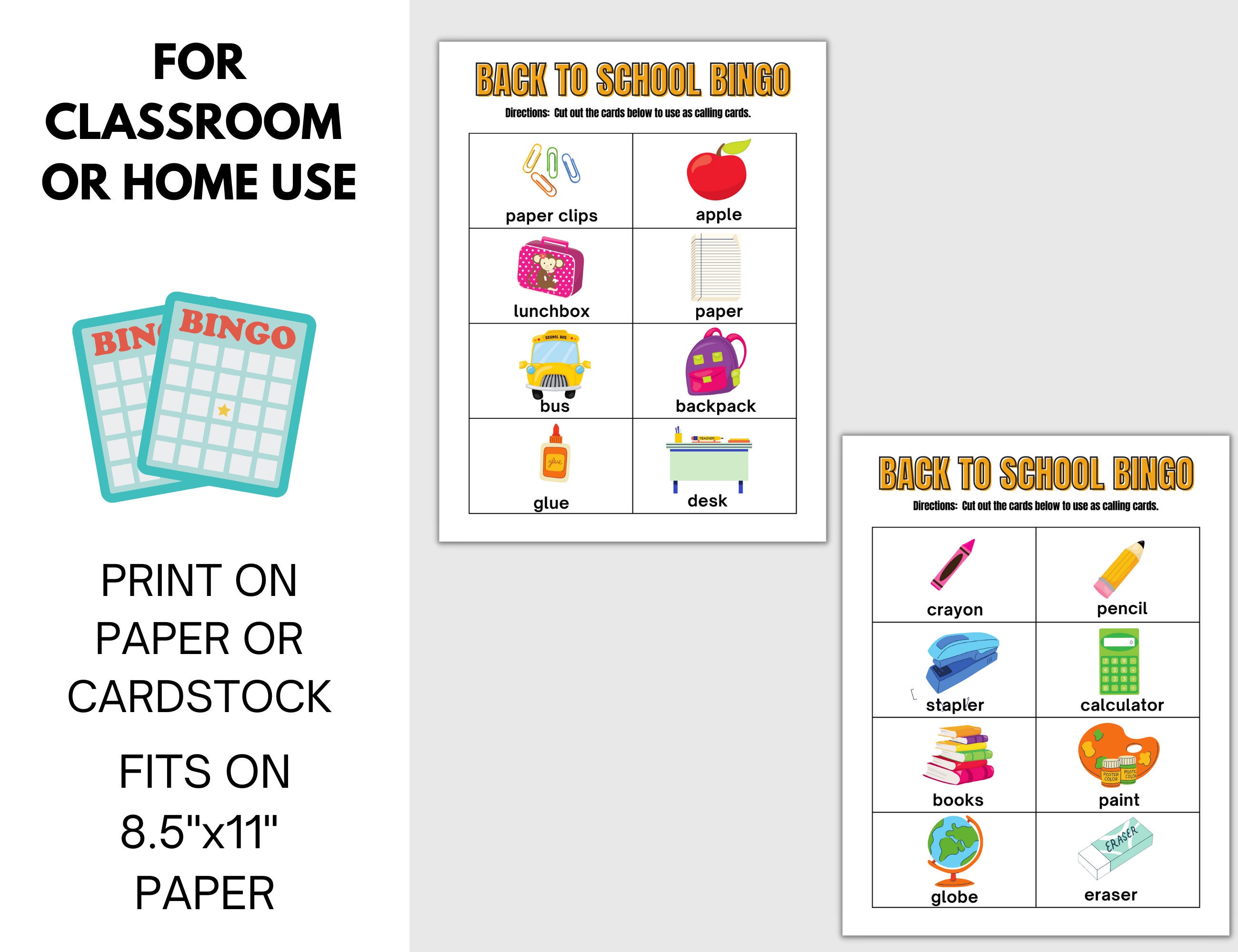 Back to School Bingo Printables, Printable Bingo Game, Classroom Bingo ...