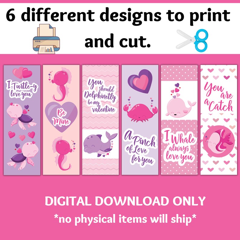 Valentine's Printable Bookmarks, Valentine Bookmarks, Valentine's Day ...