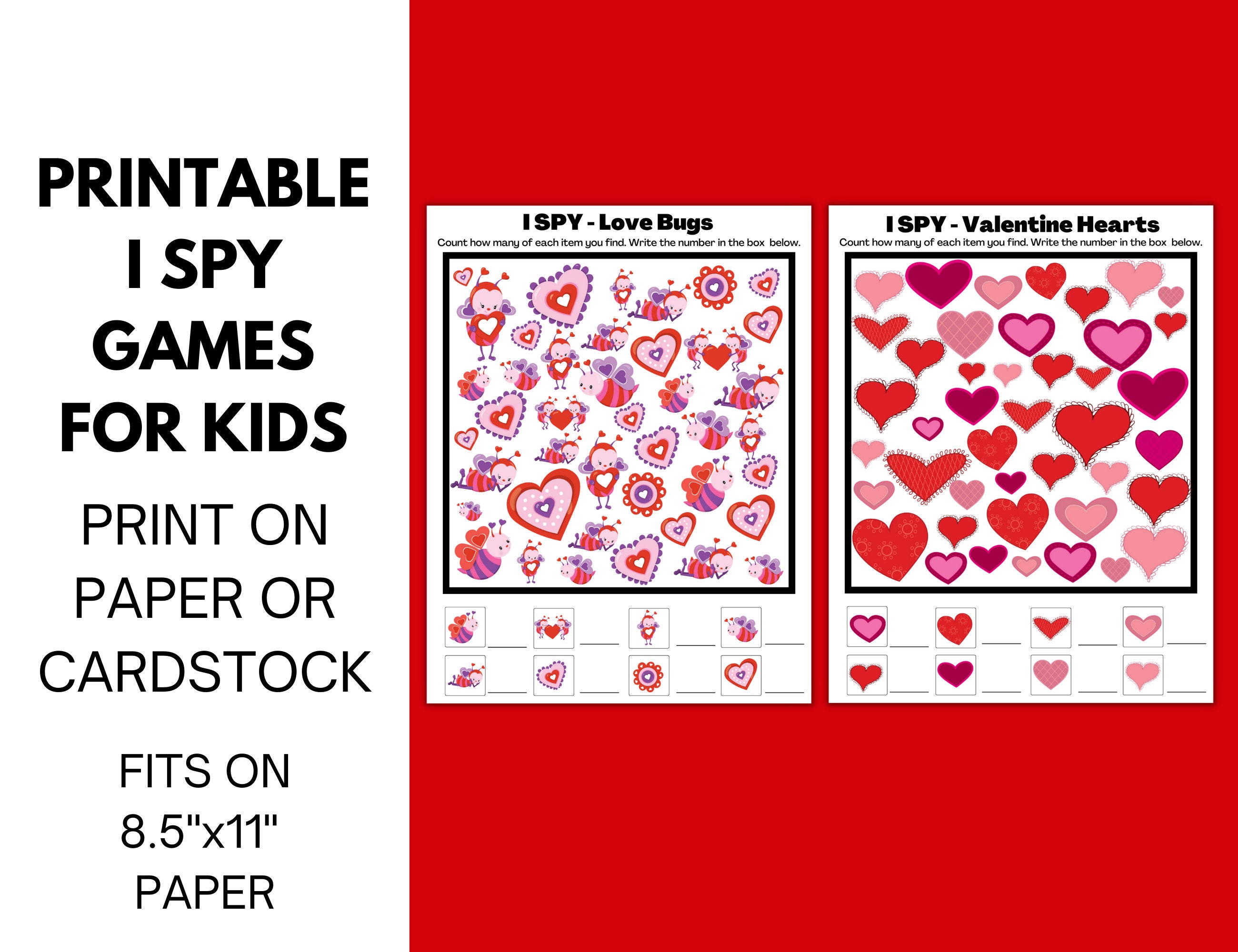 I Spy Printables for Valentines Day, I Spy Games for Kids, Printable I ...