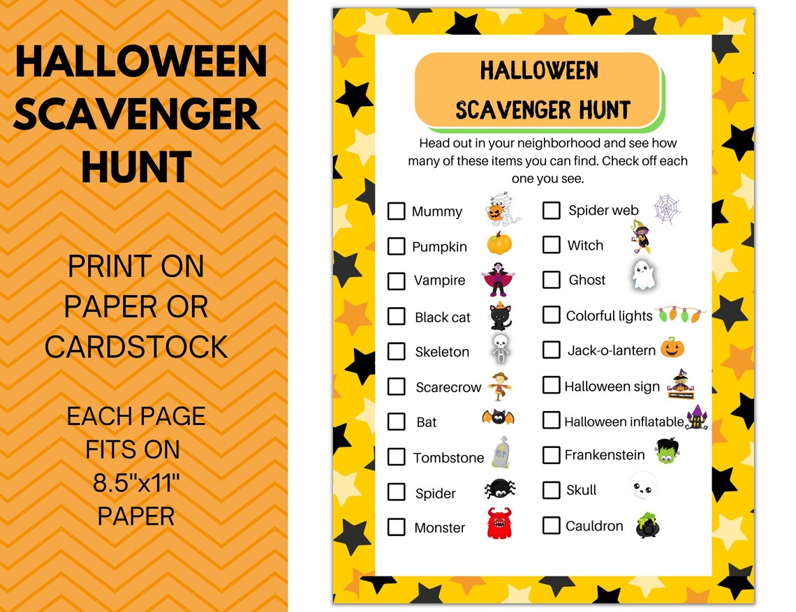 Halloween Scavenger Hunt Printable: Kids Game (digital Download) - Etsy