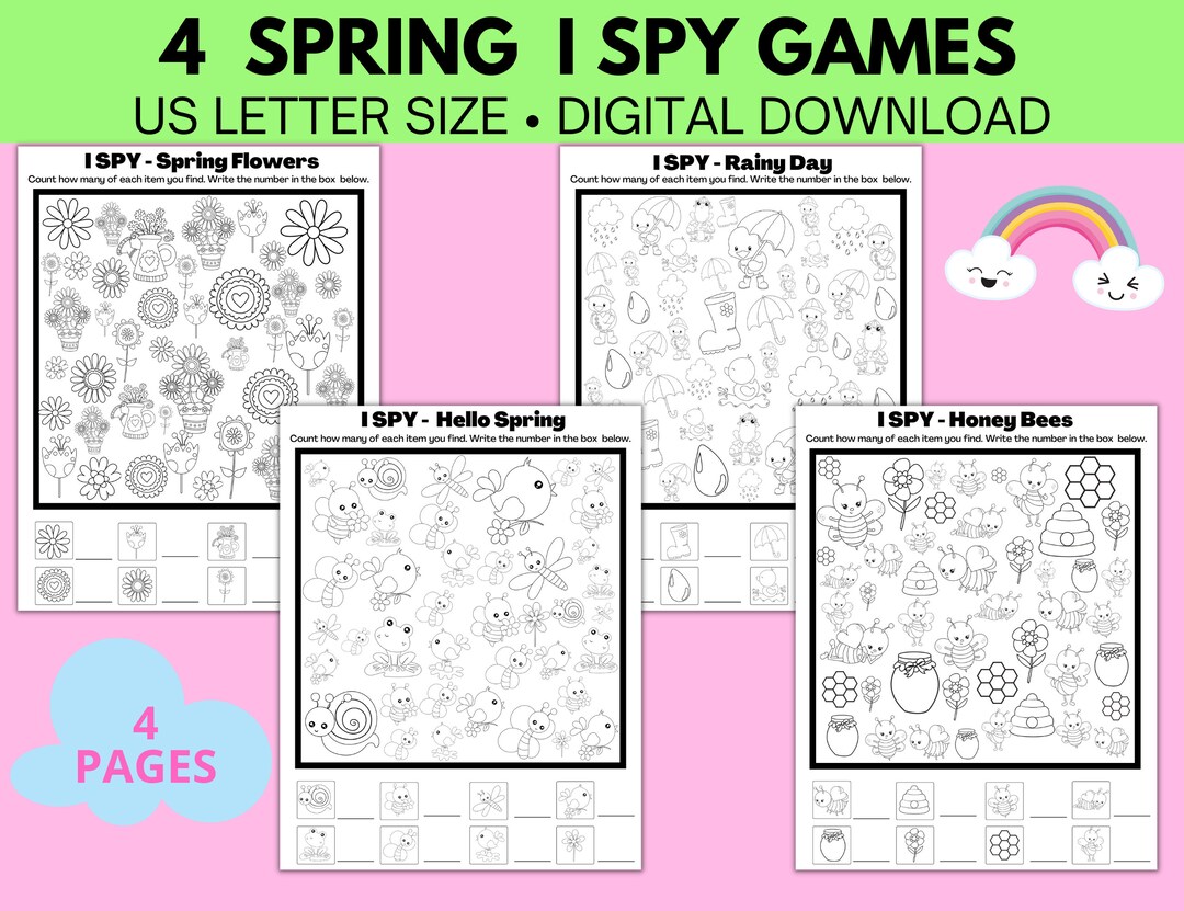 Spring I Spy Games Bundle for Kids, I Spy Printables, I Spy Games - Etsy