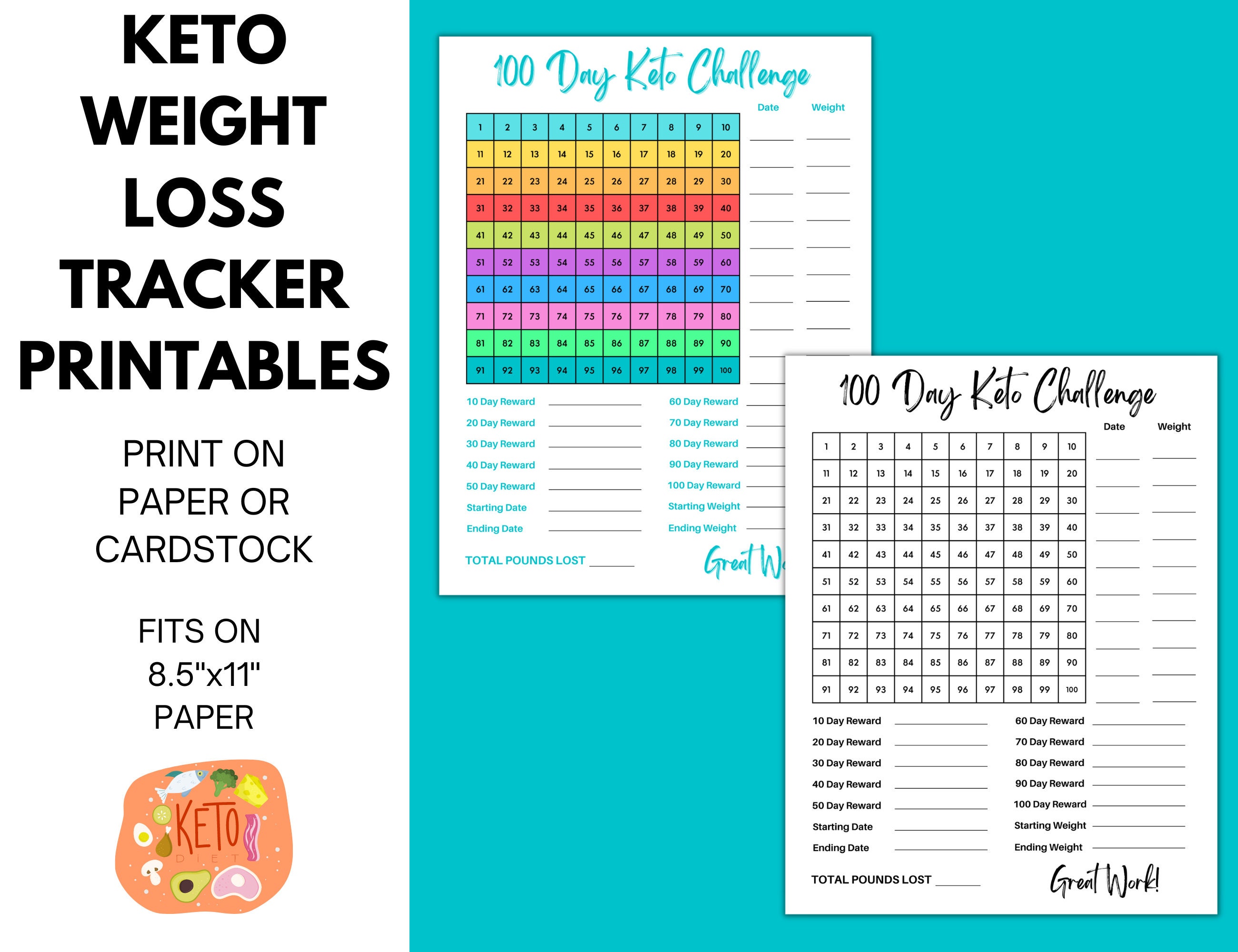 Keto Weight Loss Tracker, Keto Tracker, Low Carb, Keto, Health Tracker ...