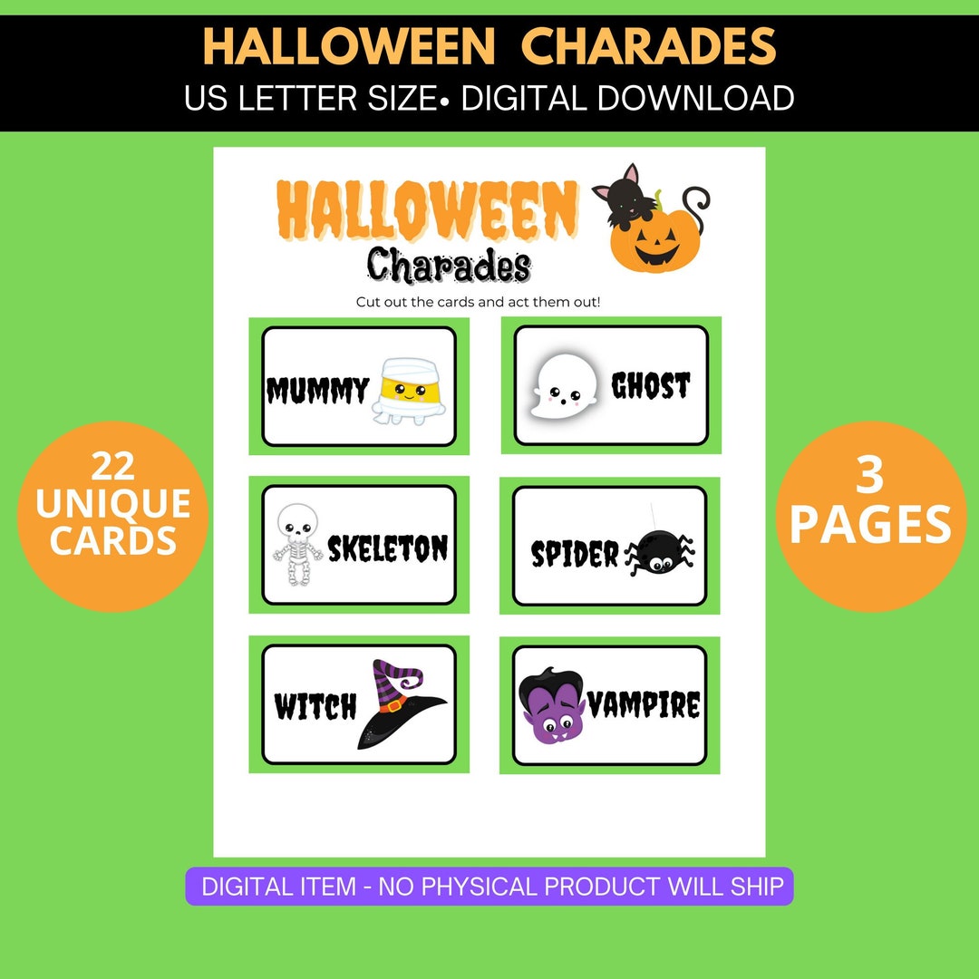 Spooky Halloween Charades Printable - Digital Download Party Game - Etsy