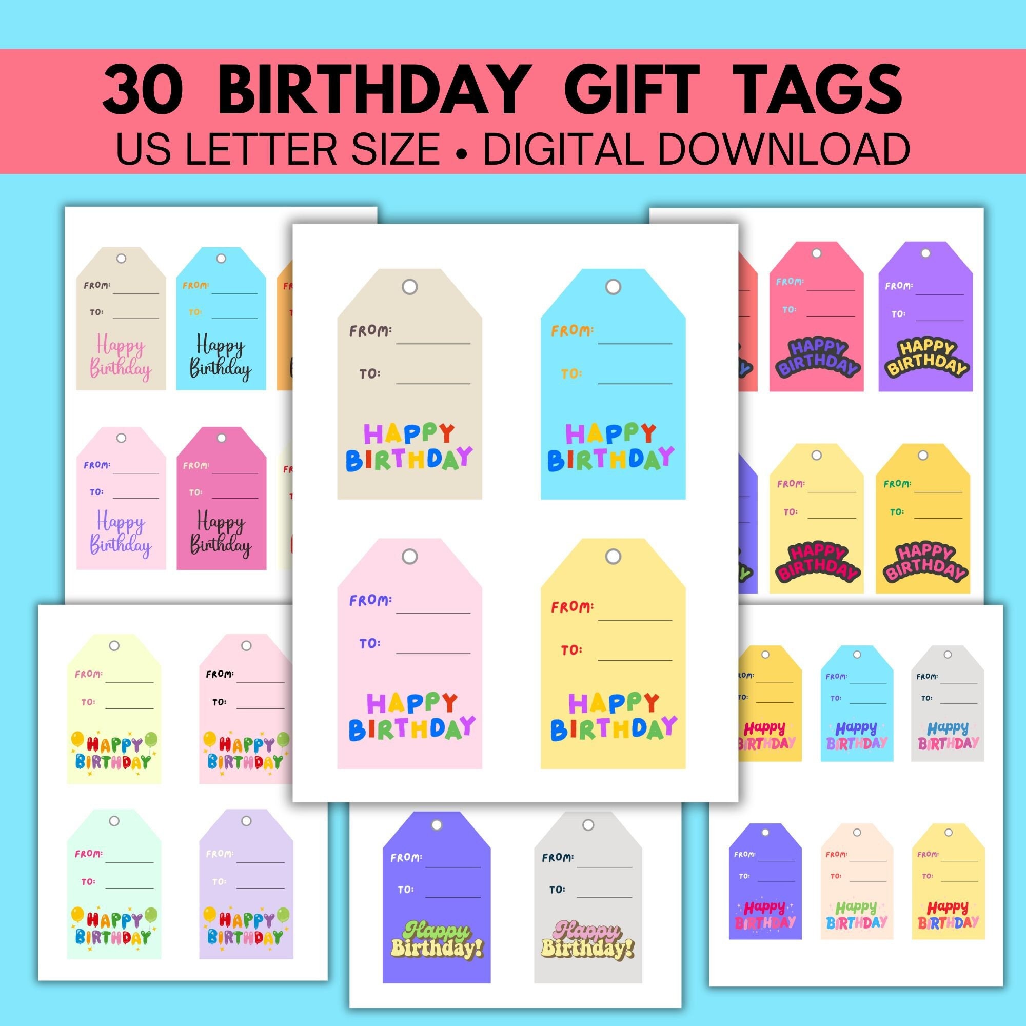 Happy Birthday Gift Tags, Printable Gift Tags, Printable Birthday Gift ...