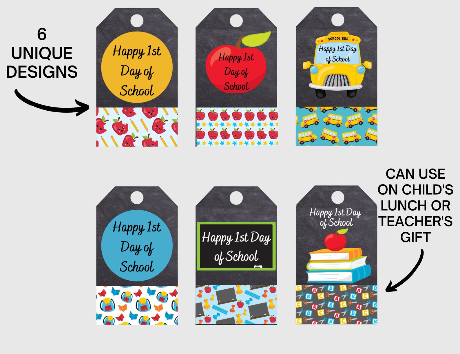 1st Day of School Gift Tags, Back to School Gift Tags, First Day of ...