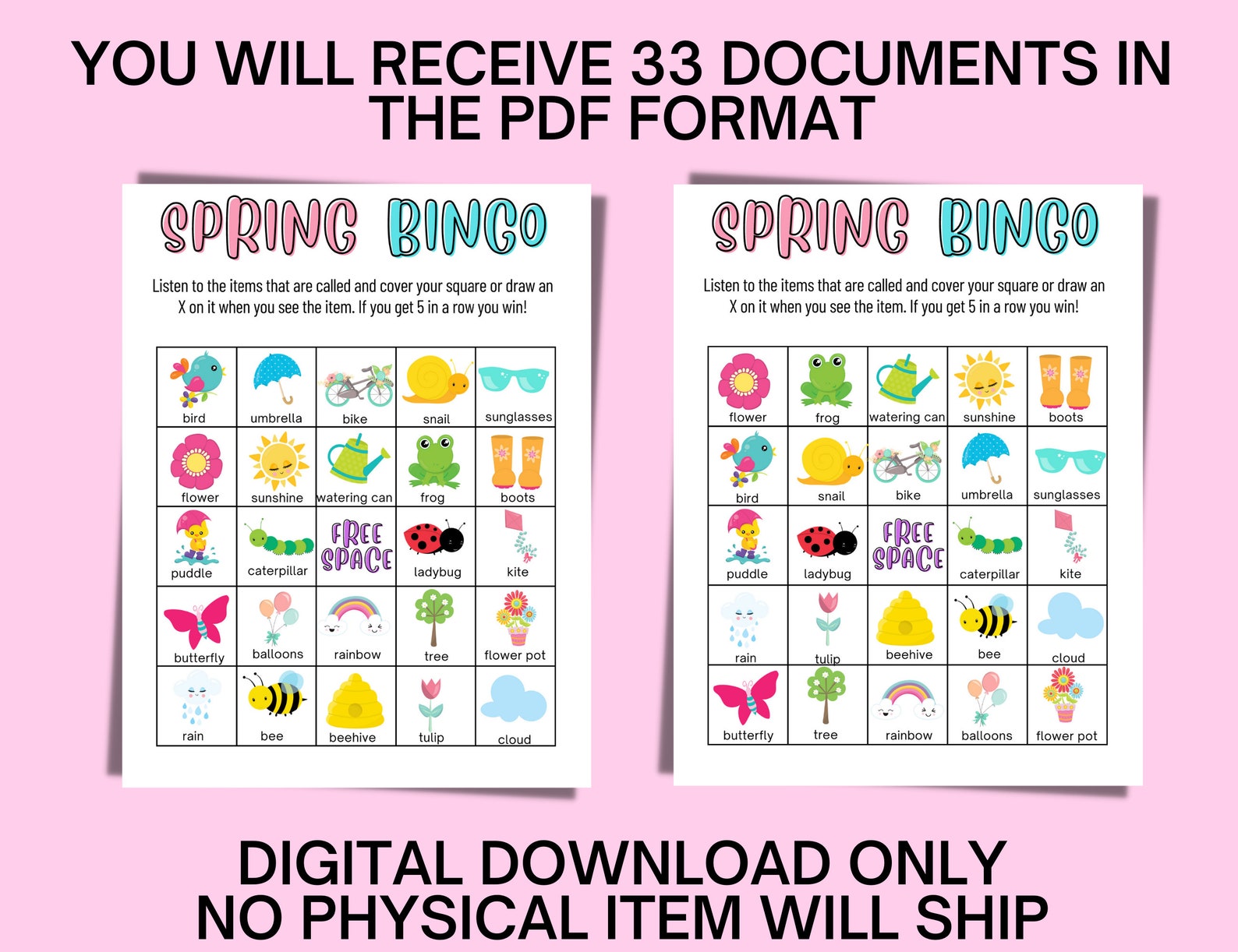 Spring Bingo Printables, Printable Bingo Game, Classroom Bingo, Sping ...