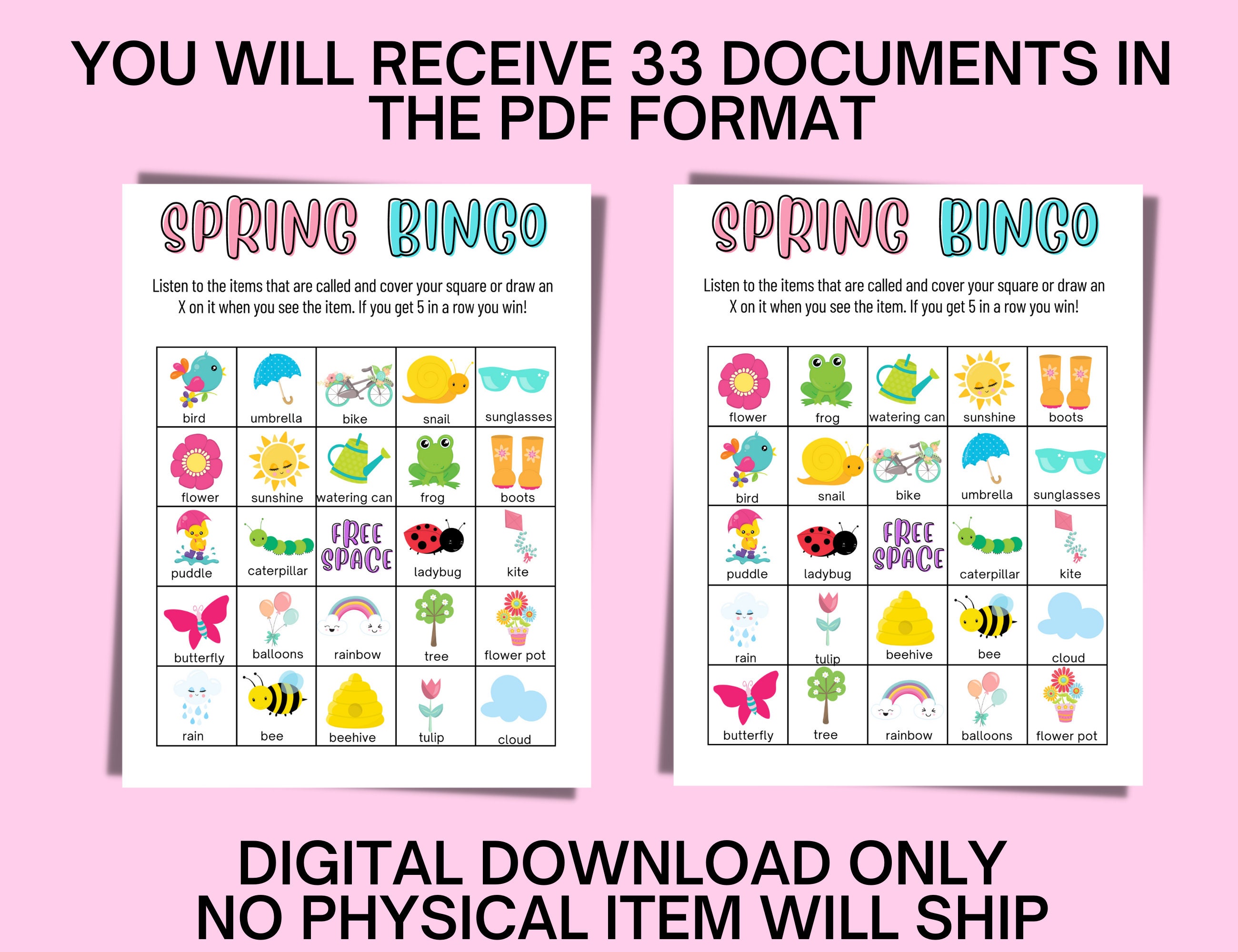 Spring Bingo Printables, Printable Bingo Game, Classroom Bingo, Sping ...