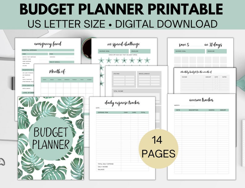 Budget Planner Printable, Printable Budget Planner, Digital Budget ...