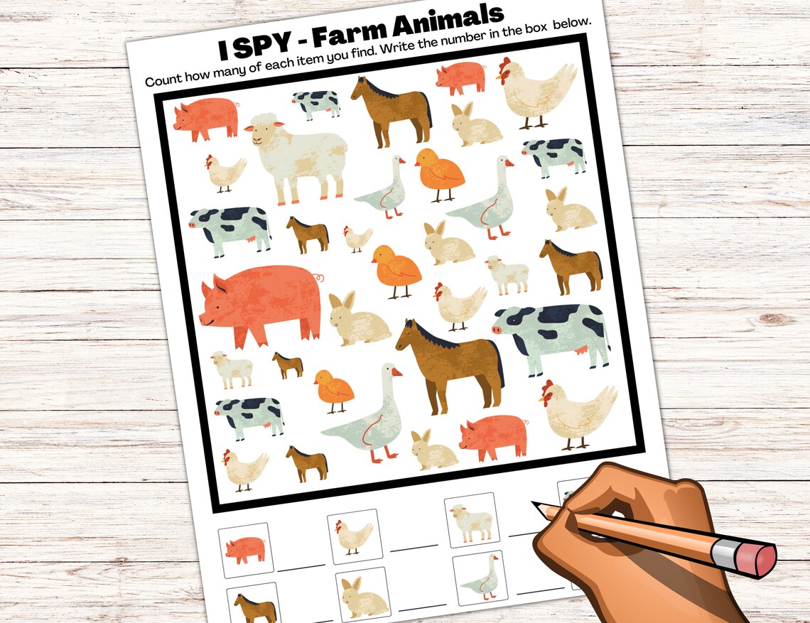 Animal I Spy Games for Kids Printable I Spy Animals 5 Look - Etsy