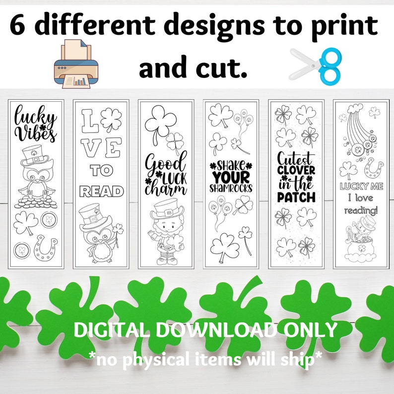 St Patricks Day Bookmarks, Printable Bookmarks, Coloring Bookmarks, St ...
