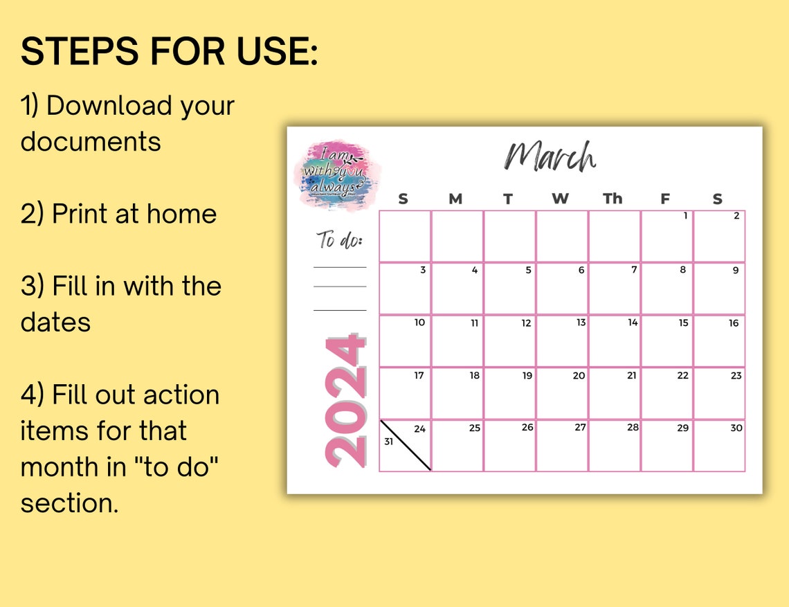 2024 Christian Printable Calendar, Christian Calendar, Printable ...