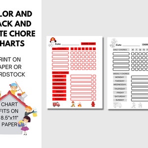 Firefighter Chore Chart for Kids: Printable Responsibility Chart ...