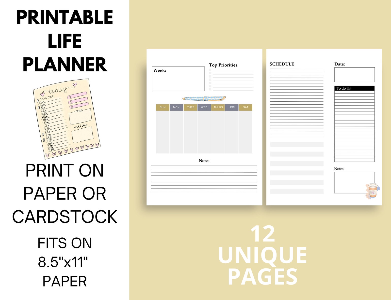 Life Planner Printable, Printable Planner, Digital Planner, Daily ...