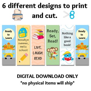 Back to School Bookmarks, Bookmarks for Kids, Kids Bookmarks, School ...