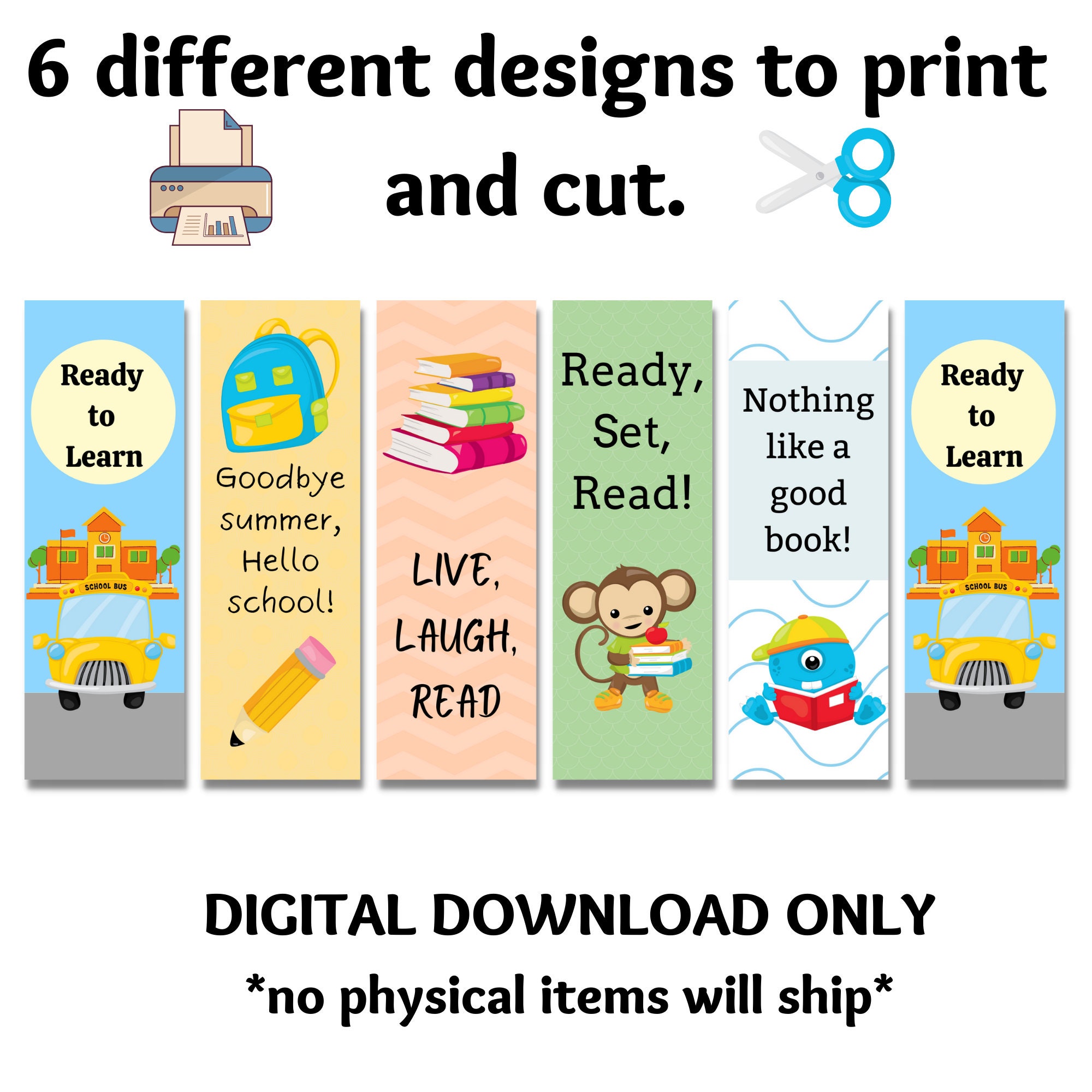 Back to School Bookmarks, Bookmarks for Kids, Kids Bookmarks, School ...