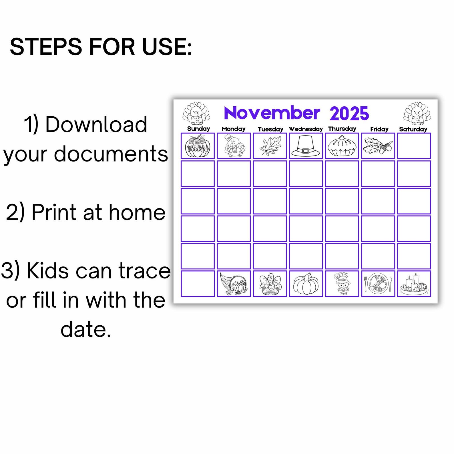 2025 Kids Traceable Calendar Printable, Traceable Kids Calendar 2025 ...
