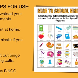 Back to School Bingo Printables Printable Bingo Game - Etsy
