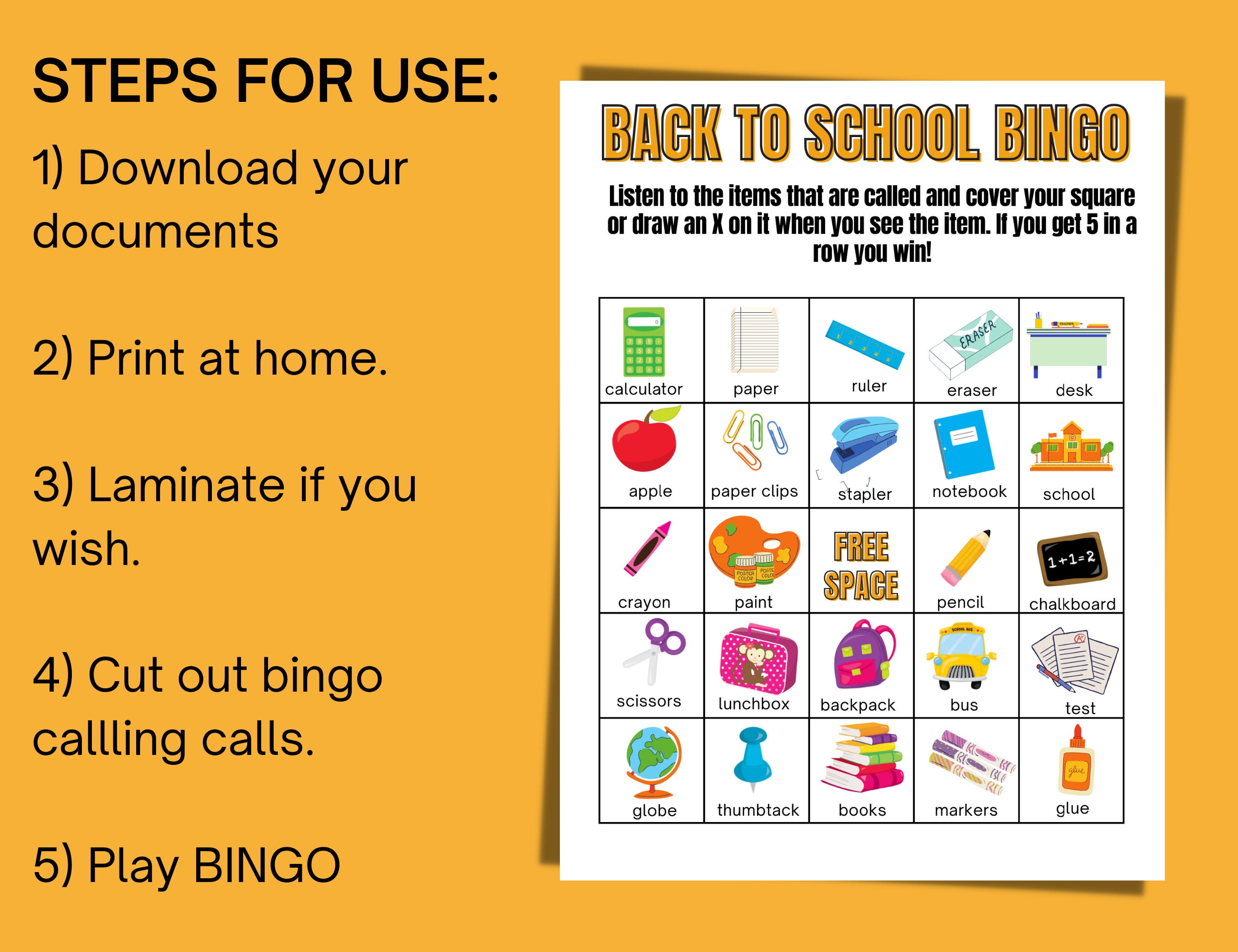 Back to School Bingo Printables, Printable Bingo Game, Classroom Bingo ...