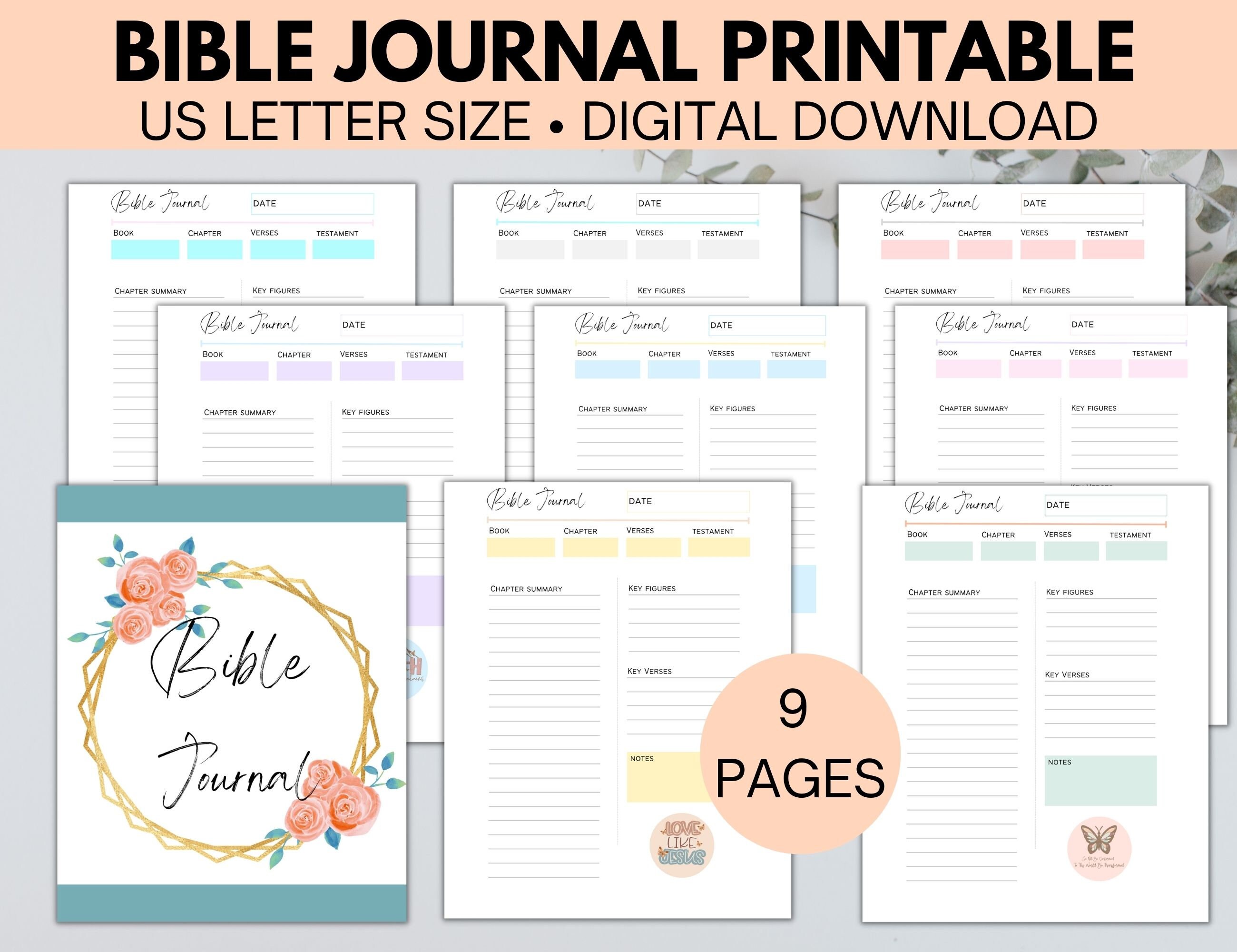 Bible Study Journal Printable, Printable Bible Journal, Scripture ...