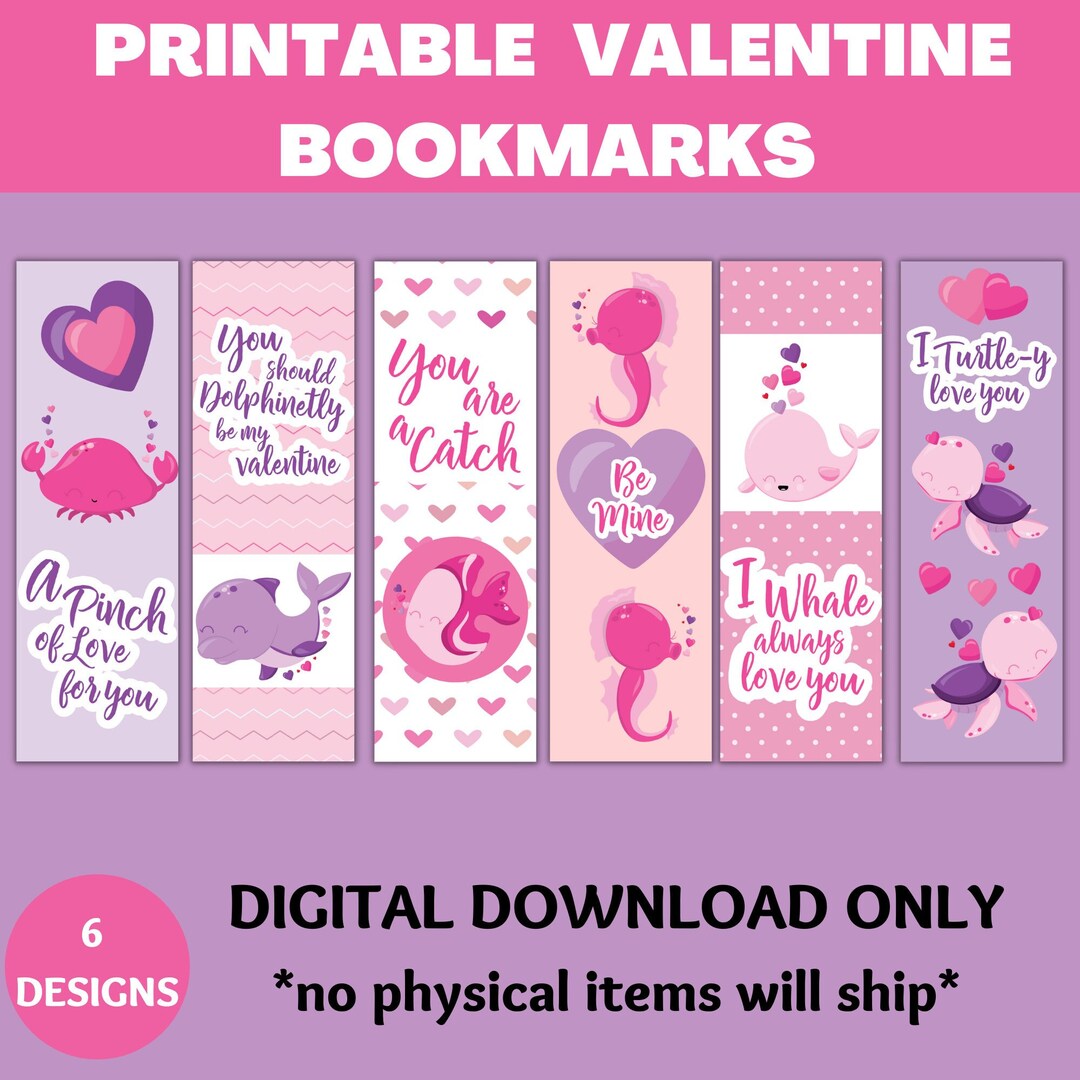 Valentine's Printable Bookmarks, Valentine Bookmarks, Valentine's Day ...