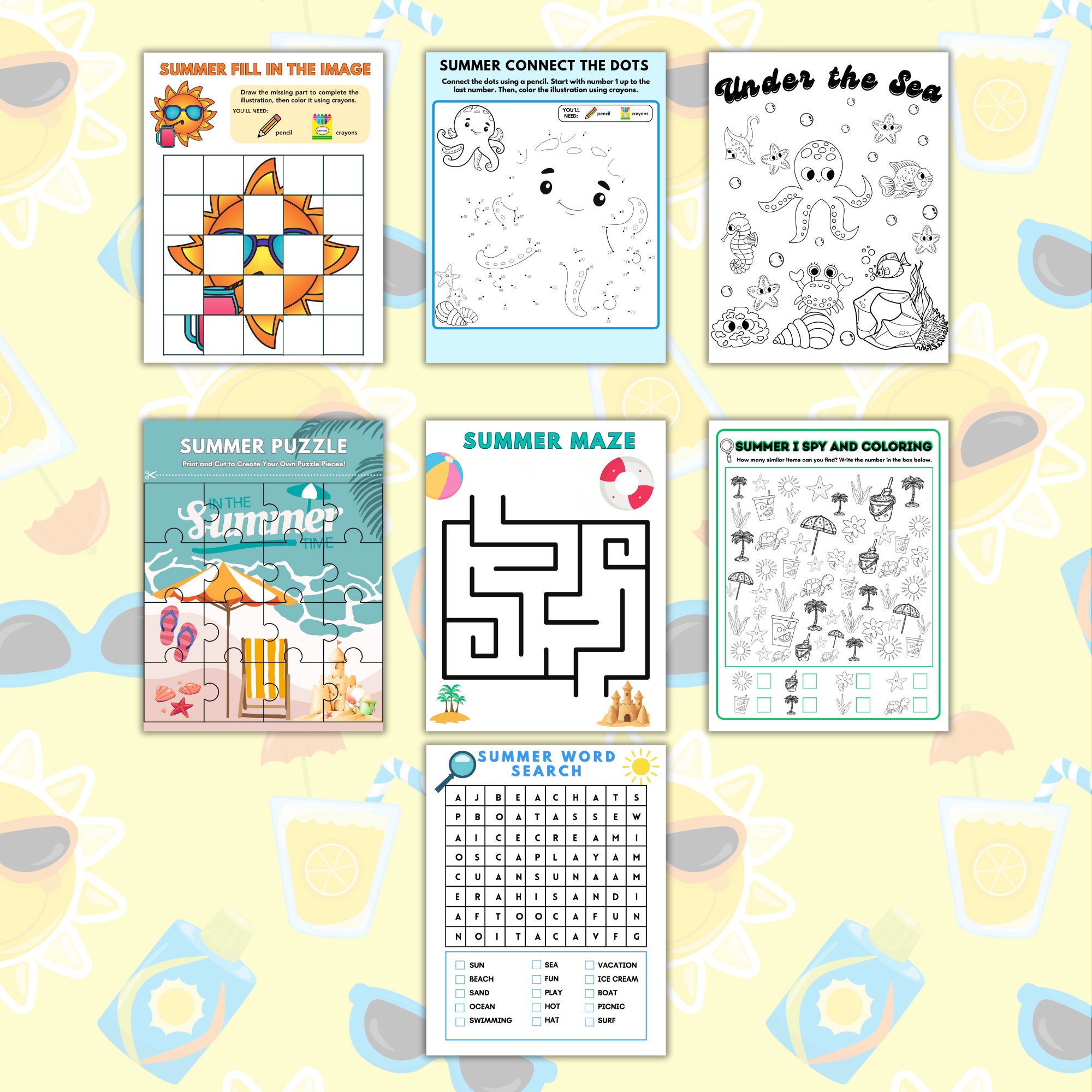 Kids Summer Activity Pack Printables, Kids Printables, Kids Summer ...
