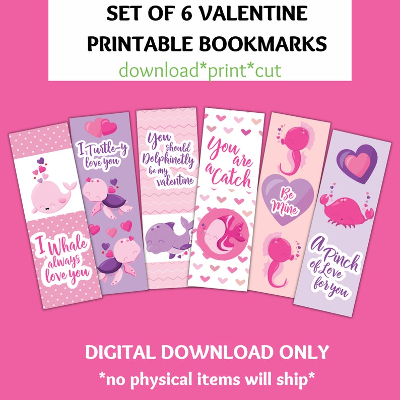 Valentine's Printable Bookmarks, Valentine Bookmarks, Valentine's Day ...