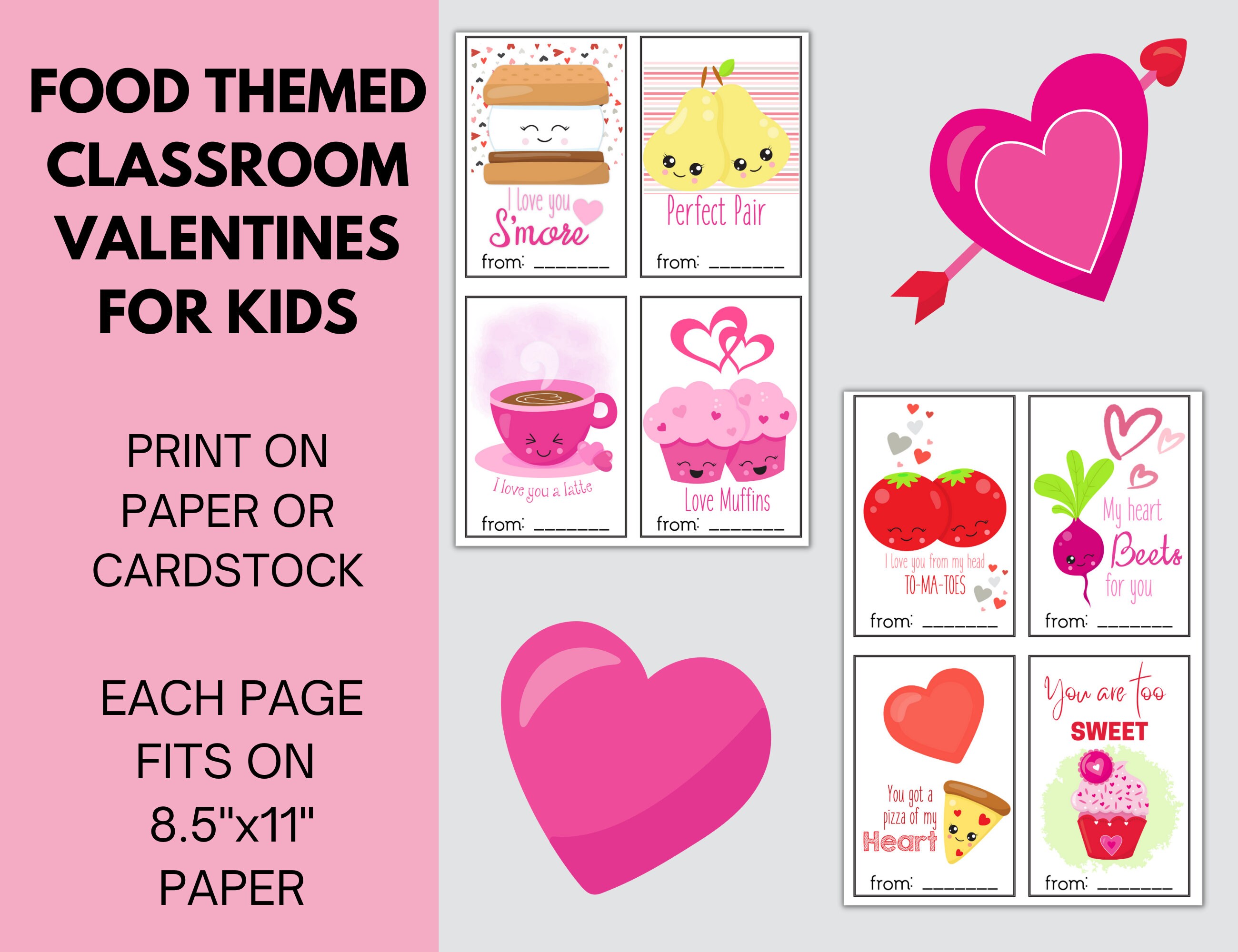 Printable Valentine's Cards for Kids, Kids Valentines Cards, Classroom ...