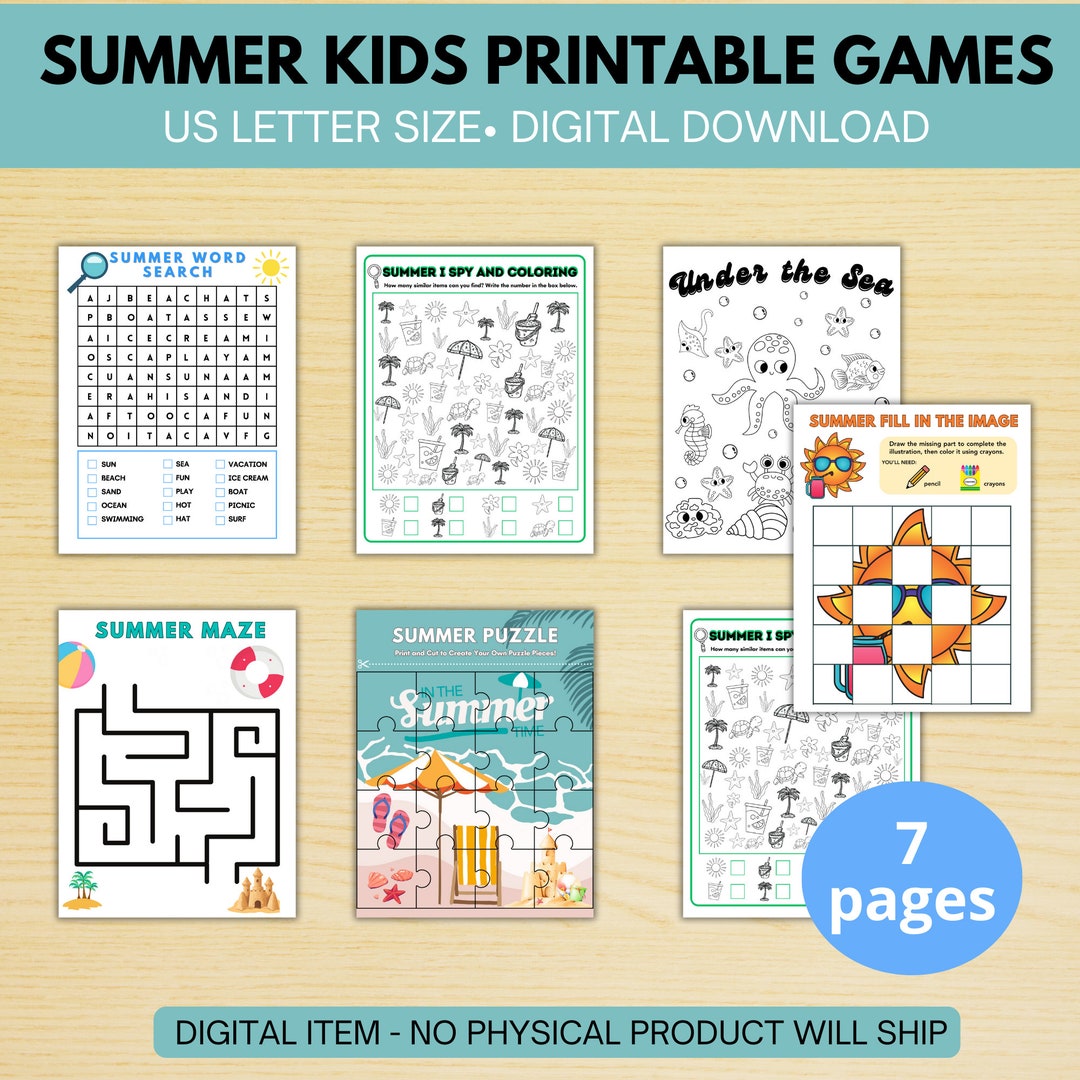 Kids Summer Activity Pack Printables, Kids Printables, Kids Summer ...