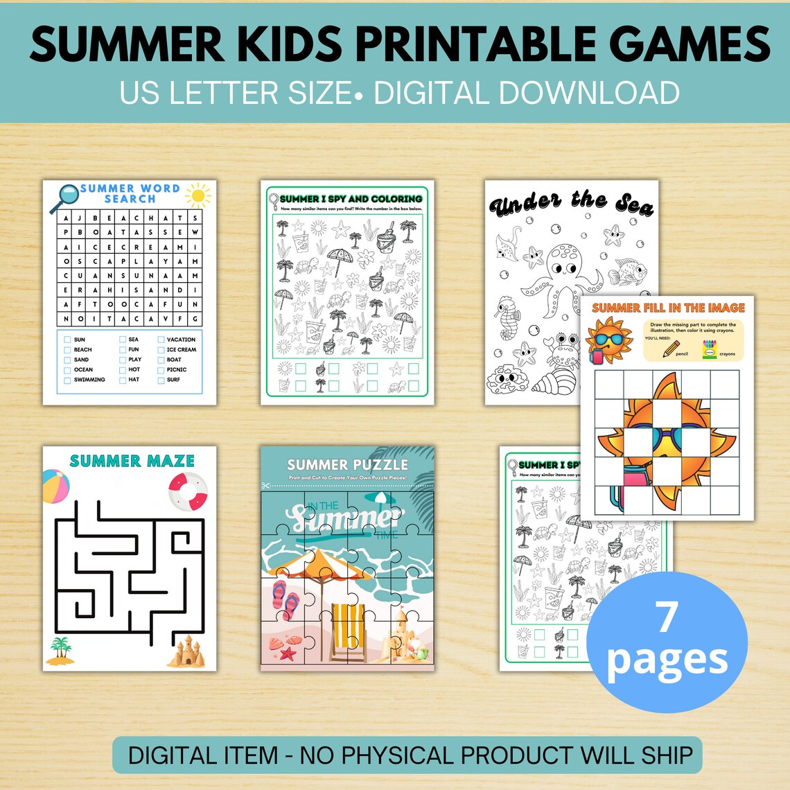 Kids Summer Activity Pack Printables, Kids Printables, Kids Summer ...