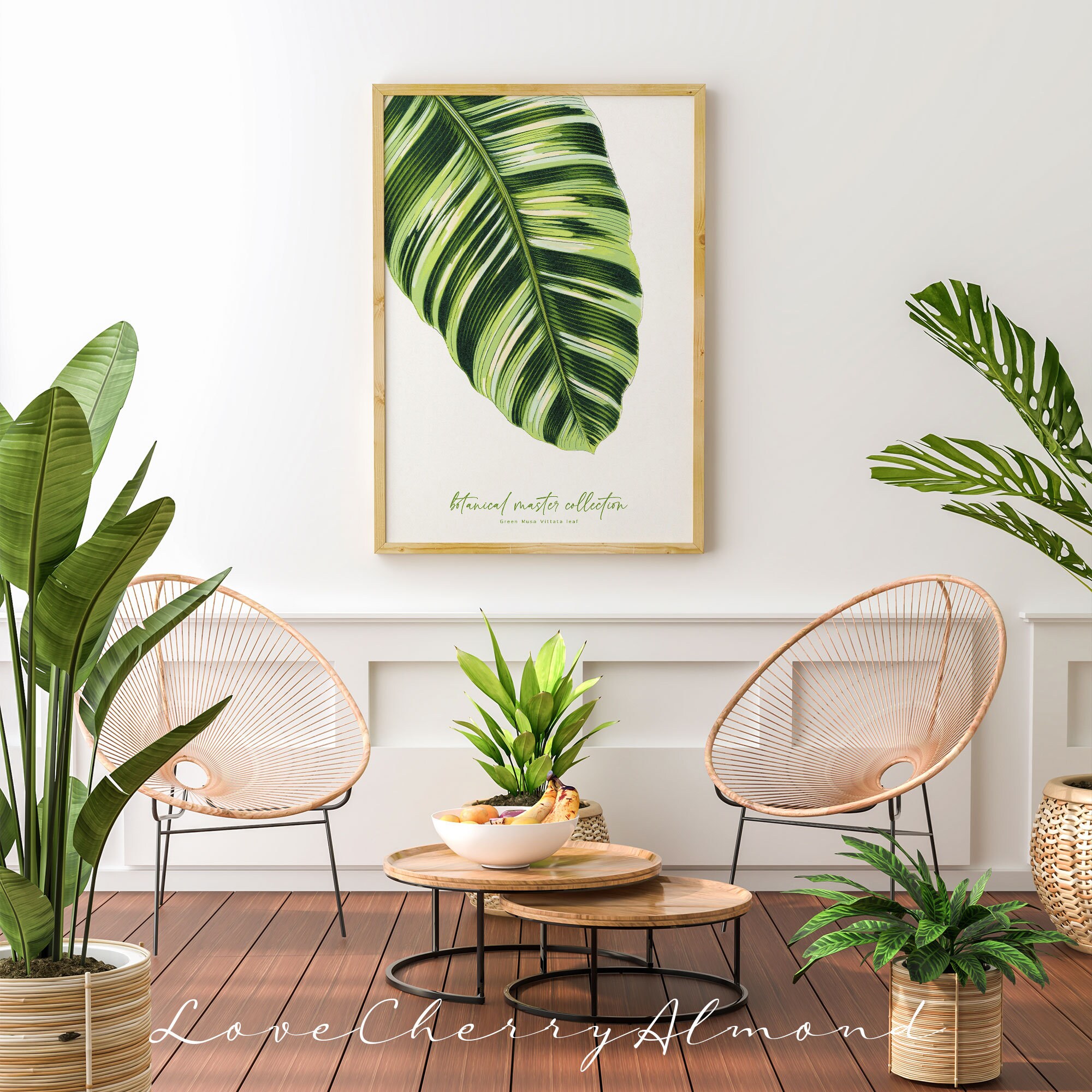 Botanical green Musa Vittata Leaf Printable Gallery Wall Art Green ...