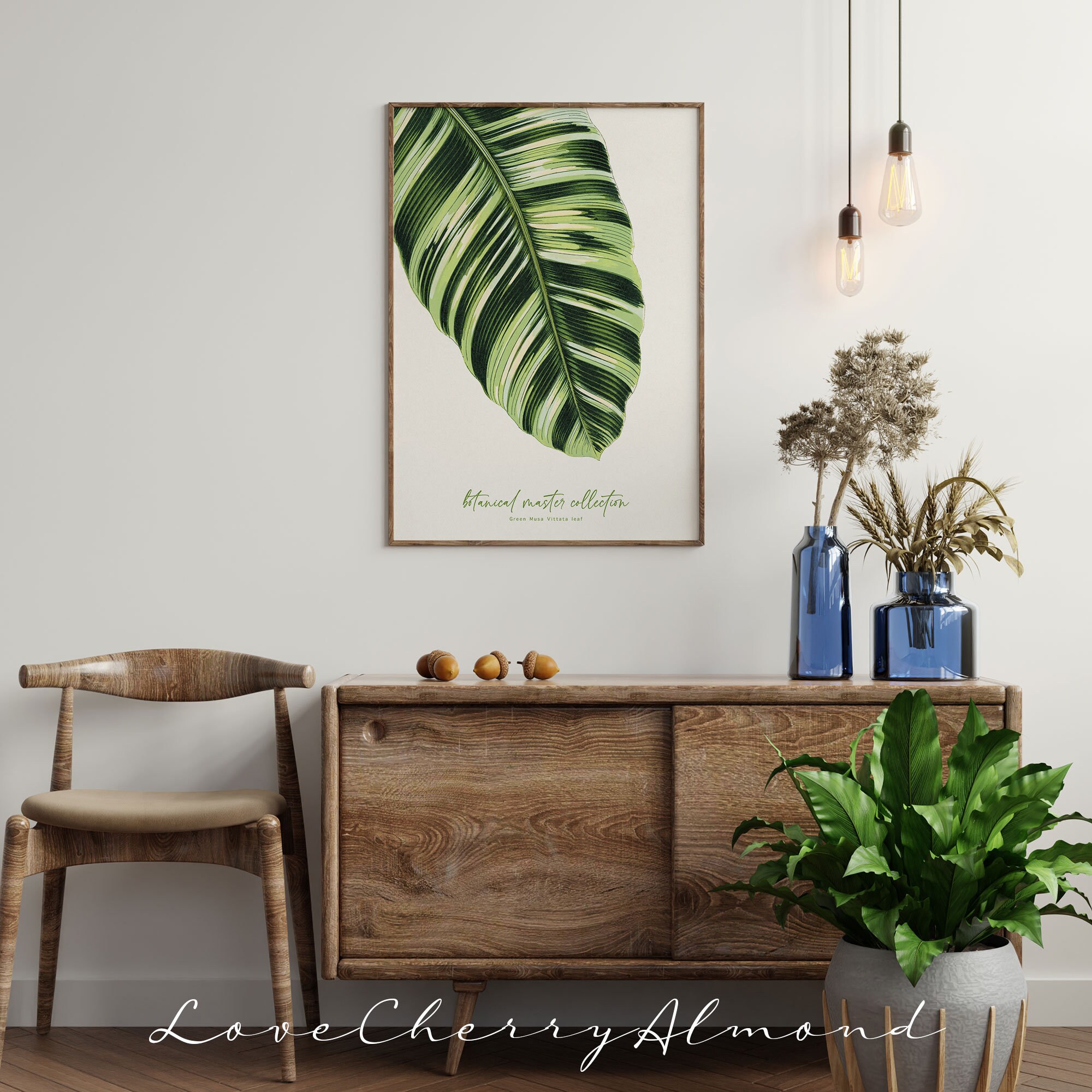 Botanical green Musa Vittata Leaf Printable Gallery Wall Art Green ...