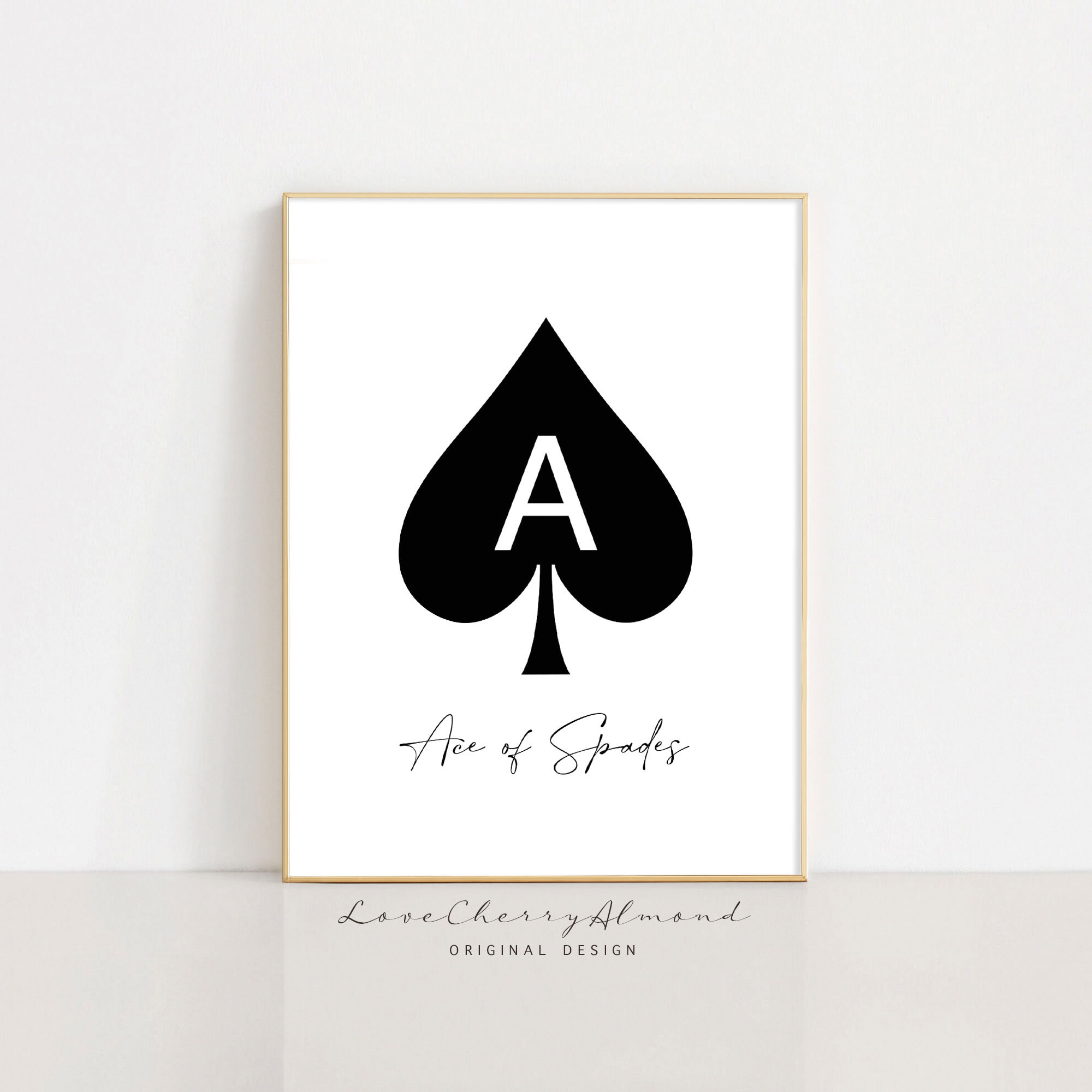 Ace of Spades Playing Card Printable Wall Art, Prints Minimalist Poster ...