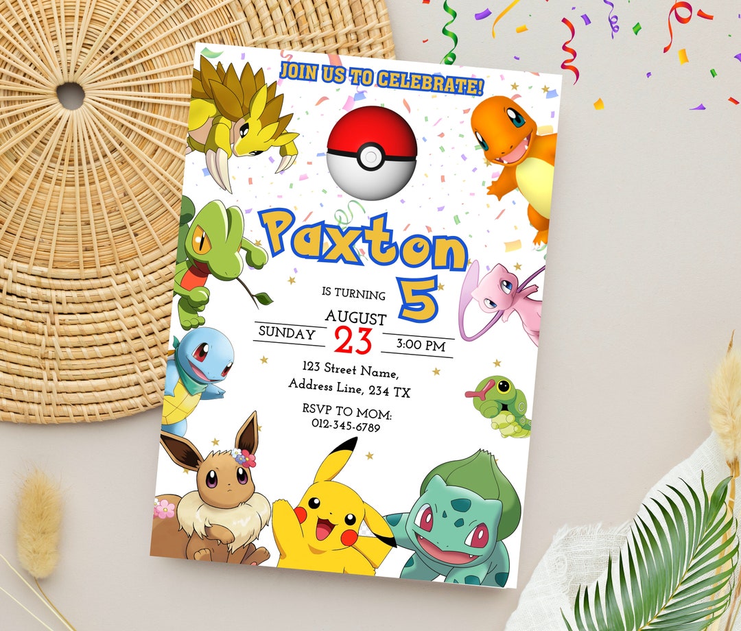 Editable Pokemon Invitation Pokemon Birthday Party Invite Digital ...