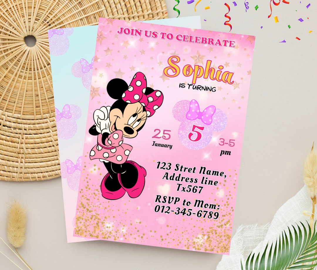 Editable Minnie Mouse Birthday Invitation | Minnie Mouse Birthday Party ...