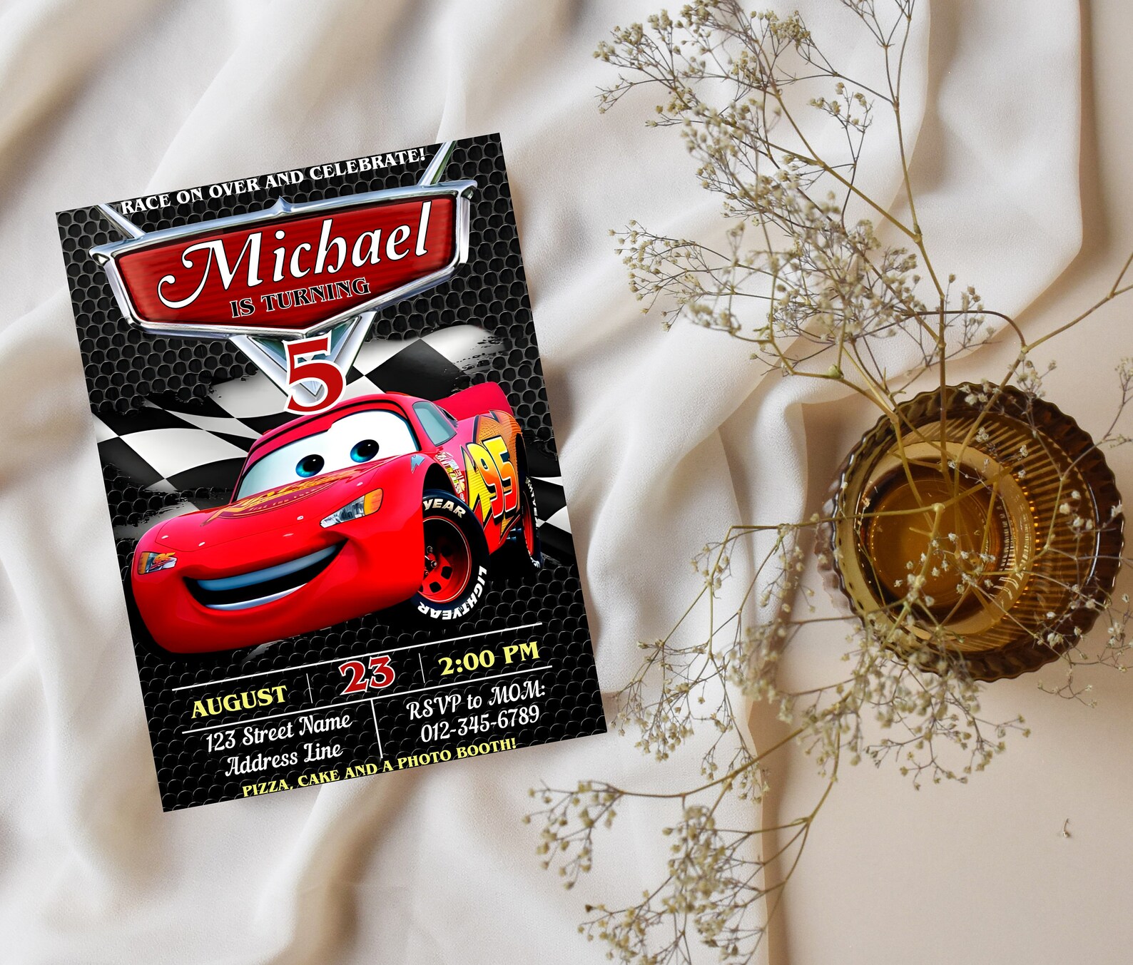 Editable Cars Mcqueen Birthday Invitation | Lightning Cars Birthday ...
